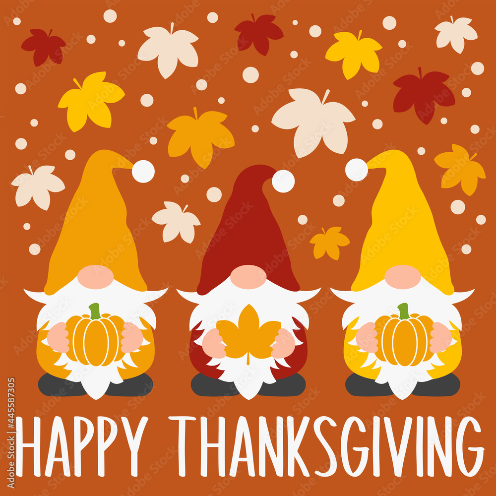 Happy Thanksgiving Gnomes vector design, Three Fall gnomes cut files ...