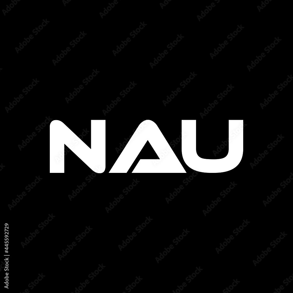NAU letter logo design with black background in illustrator, vector ...