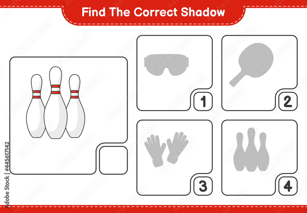 Find the correct shadow. Find and match the correct shadow of Bowling ...