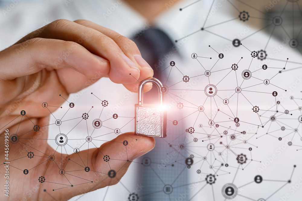 Man exposes protection in the network . Stock Photo | Adobe Stock