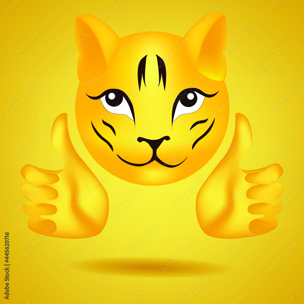 Emoji vector illustration. Tiger icon emotes. Isolated emoticon symbol ...