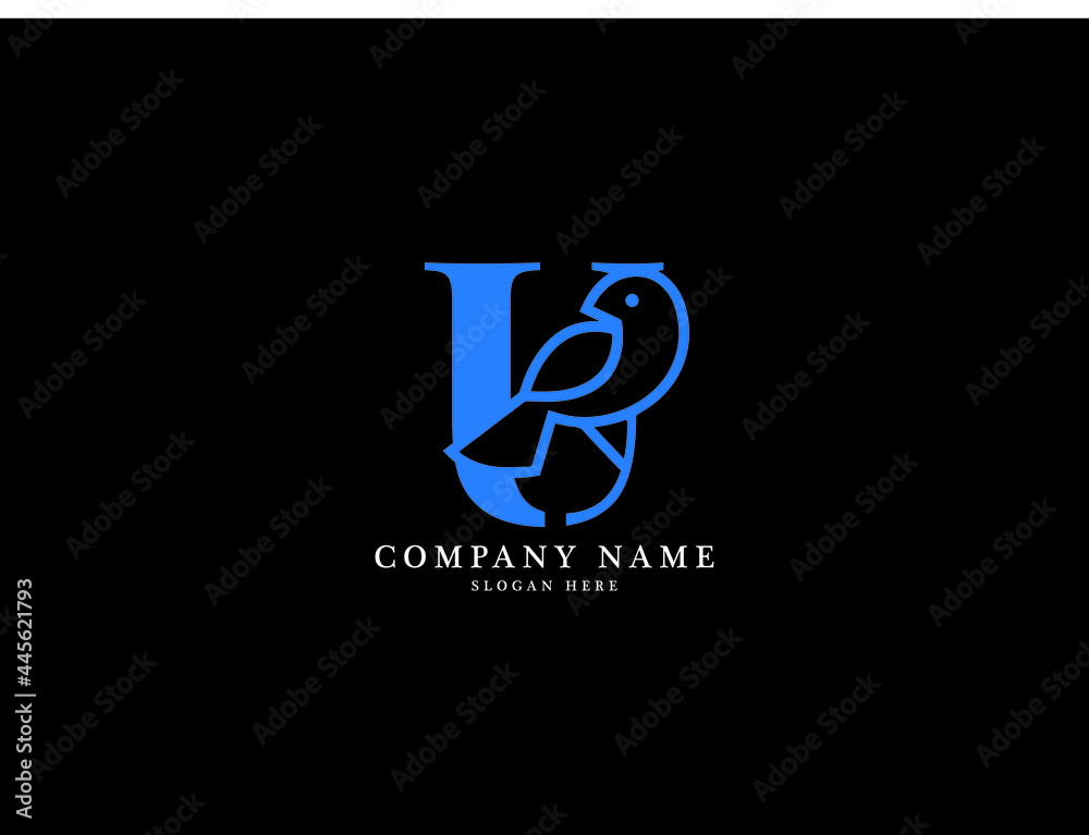 Letter u bird logo, Unique U Letter bird logo Icon Vector Image For ...