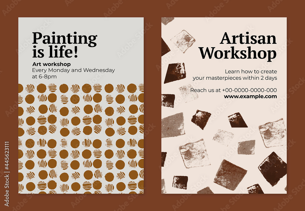 Art Workshop Poster Layout with Block Print Set Stock Template | Adobe ...