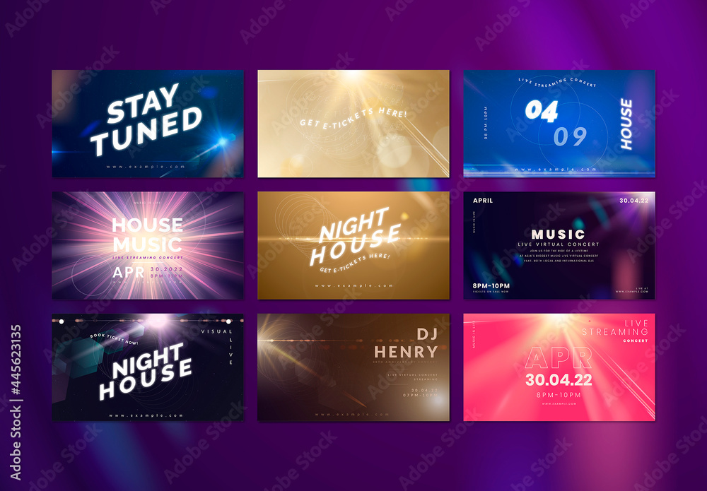 Live Streaming Concert Banner Set Stock Template | Adobe Stock
