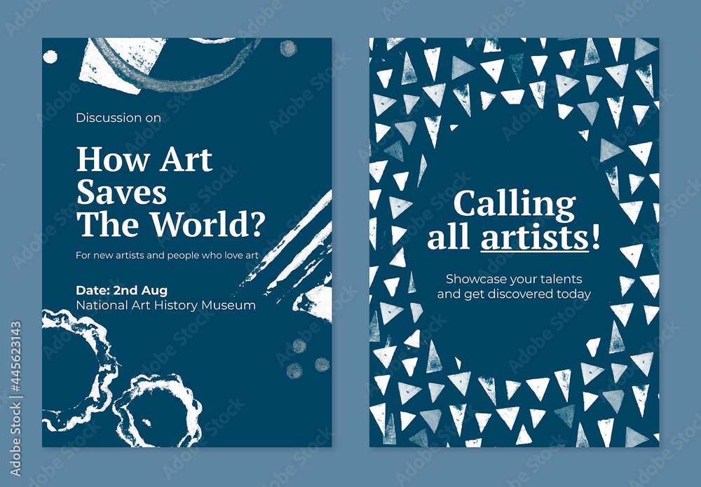 Printable Art Exhibition Poster Layout with Stamp Pattern Stock ...