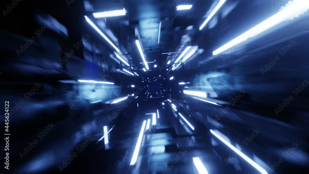 Flight in abstract sci-fi tunnel seamless loop. Futuristic VJ motion graphics for music video ...