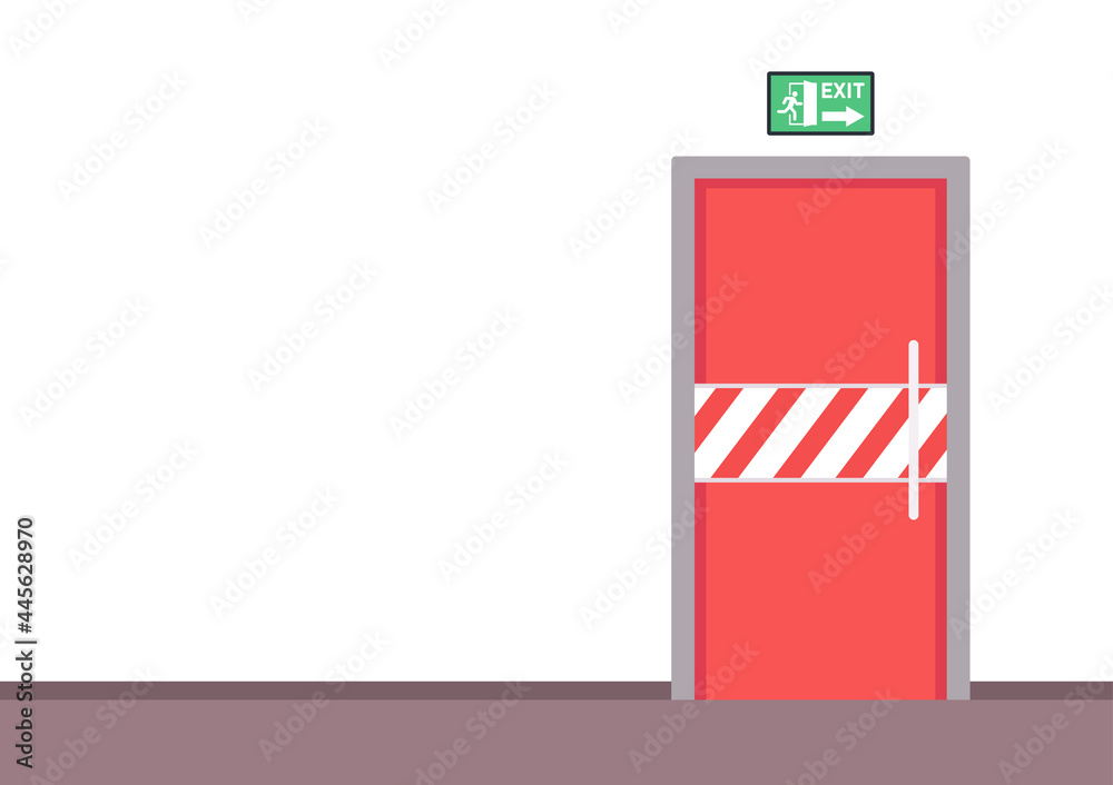 Fire door cartoon vector. Exit door vector. free space for text ...