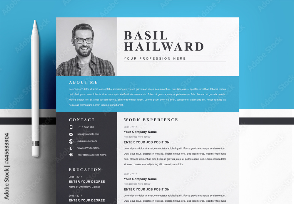 Modern Resume Layout Stock Template | Adobe Stock