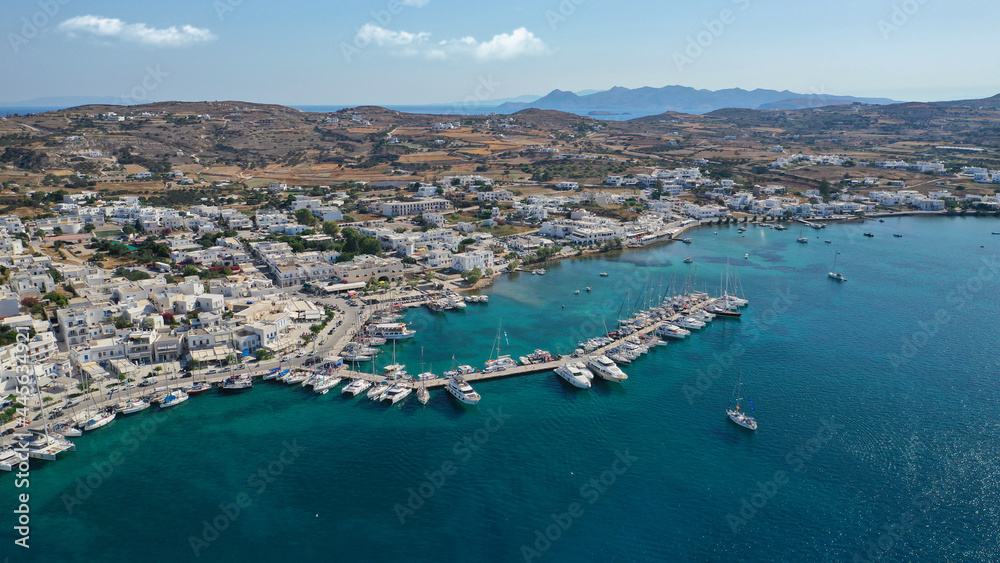 Zdjęcie Stock: Aerial drone photo of picturesque village of Adamantas ...