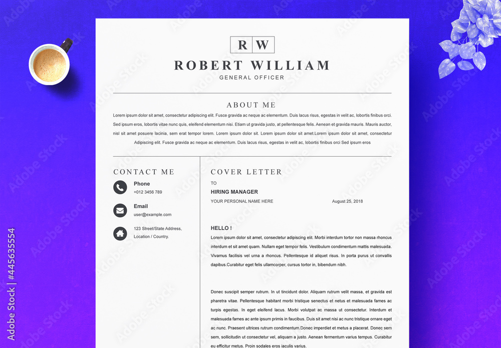 Resume Layout Set with Black Header Stock Template | Adobe Stock