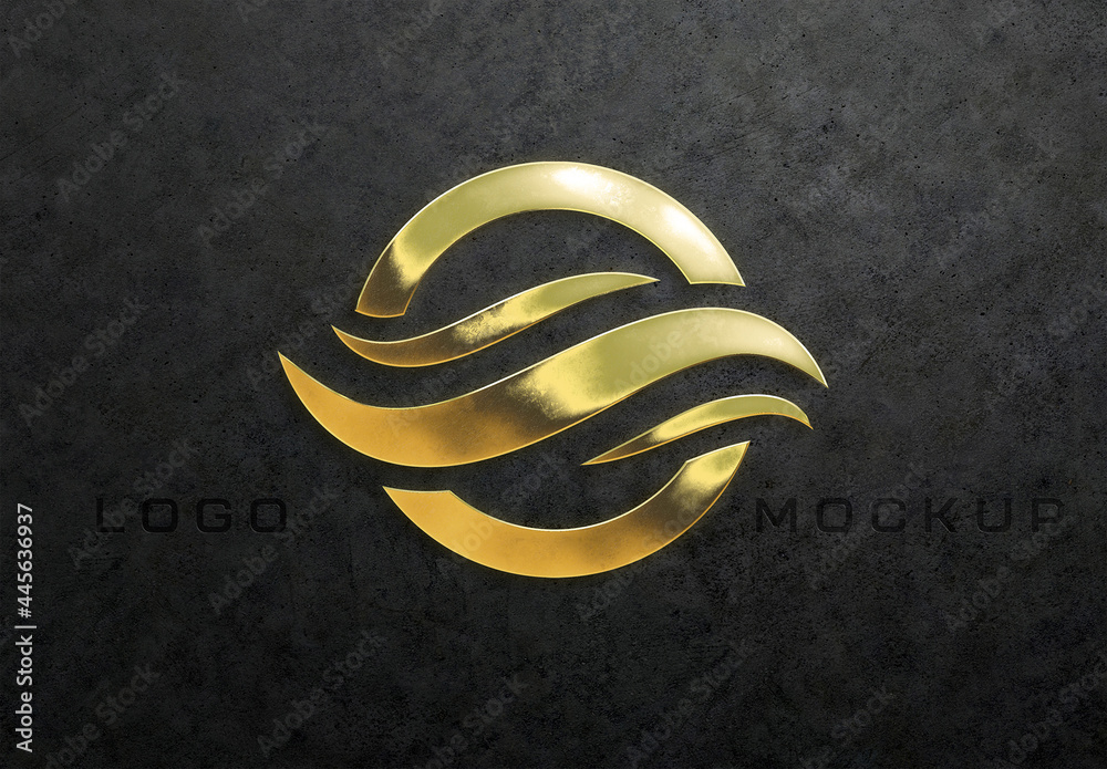 Gold Logo Mockup with Detailed Textured Effect Stock Template | Adobe Stock