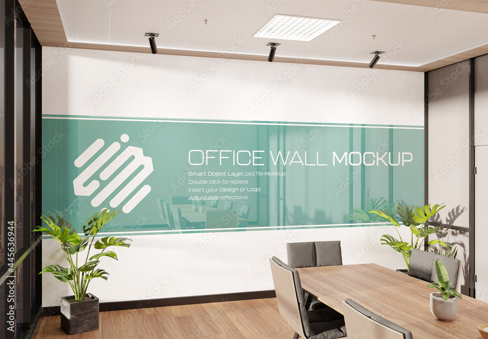Office Wall Mockup Interior Meeting Room Stock Template | Adobe Stock