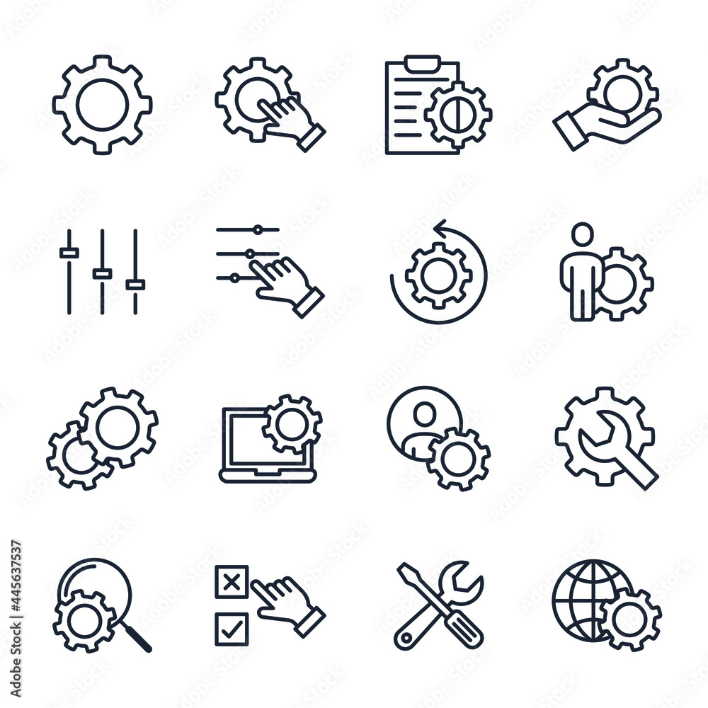 set of Setup and Settings elements symbol template for graphic and web ...