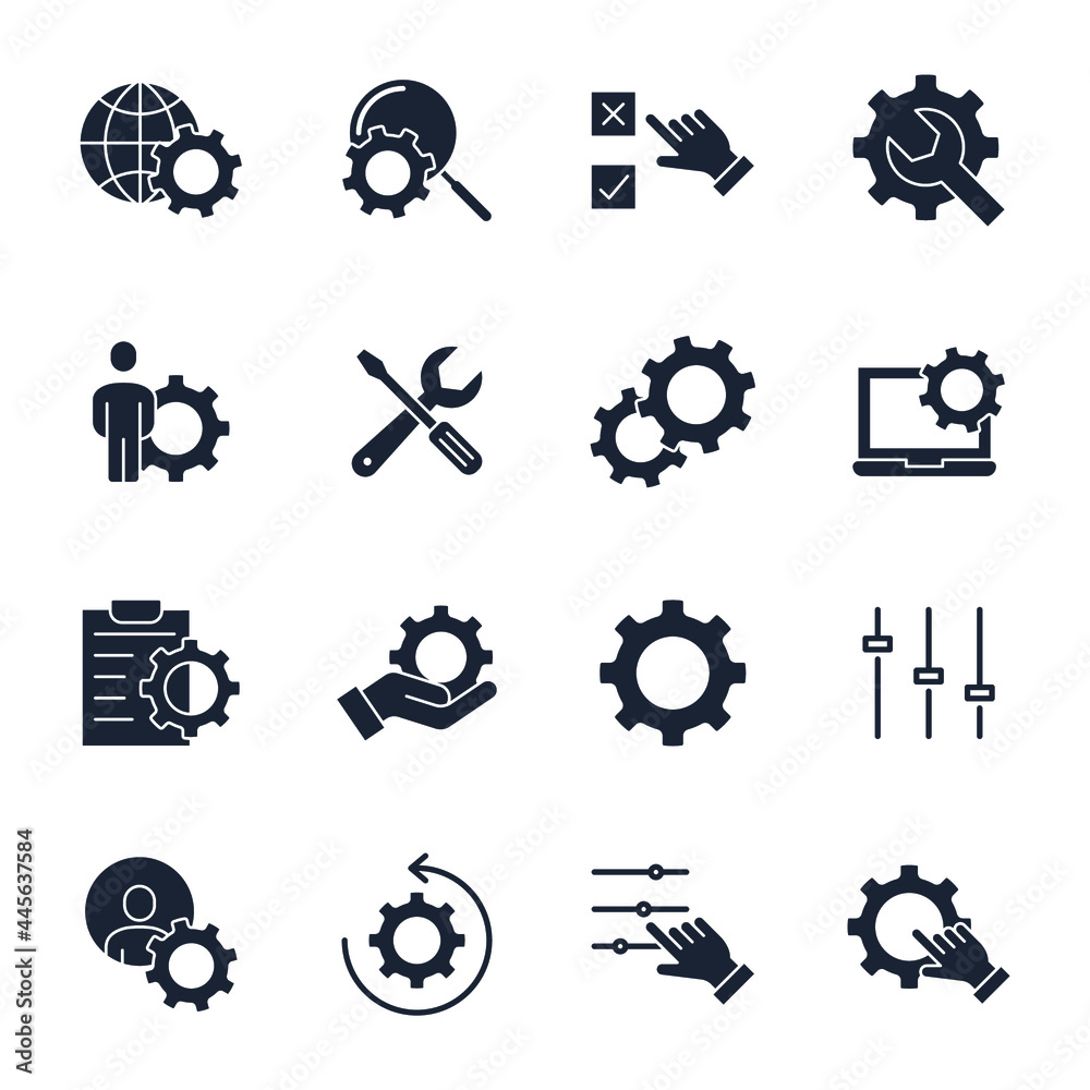 set of Setup and Settings elements symbol template for graphic and web ...