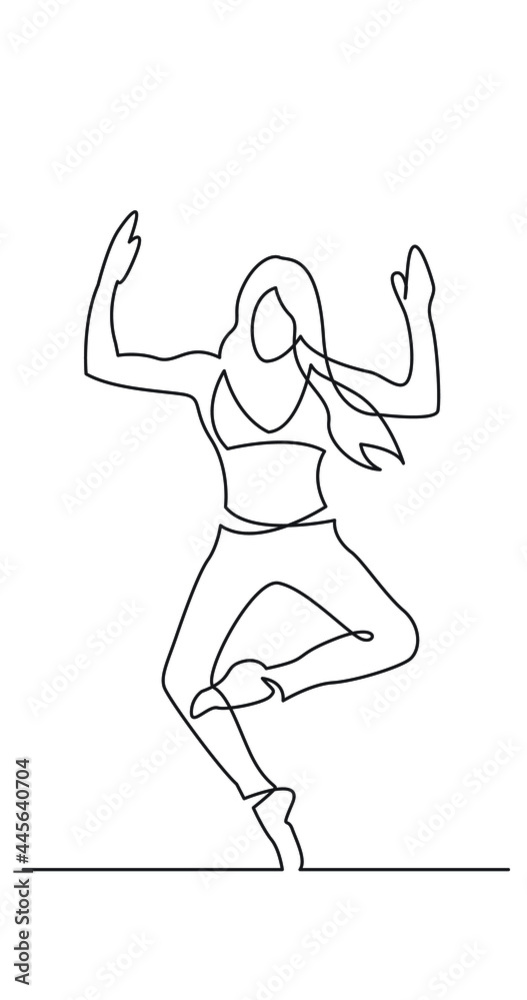 one line drawing of dancing active woman dancer Stock Vector | Adobe Stock