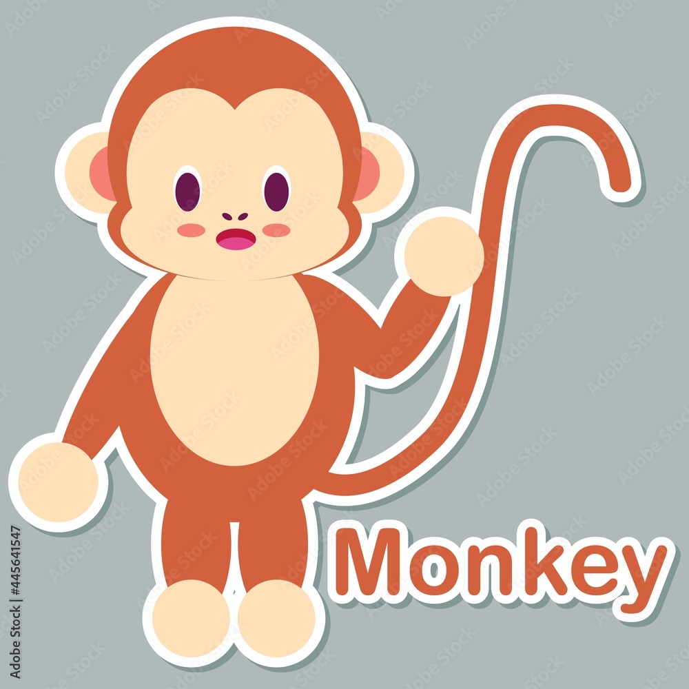 Naklejka Cute Monkey vector illustration ready to print for kids ...