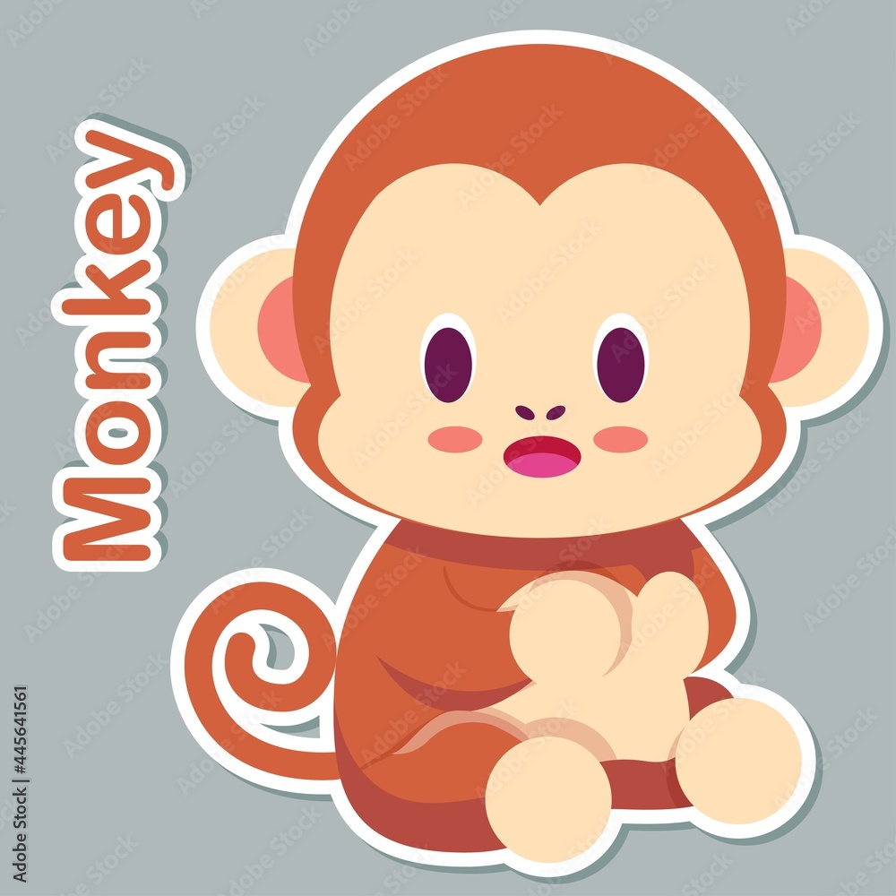 Fototapeta Cute Monkey vector illustration ready to print for kids ...