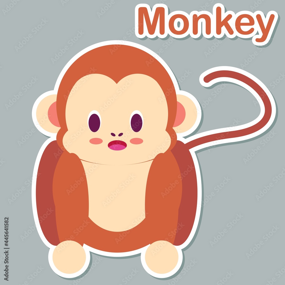 Naklejka Cute Monkey vector illustration ready to print for kids ...