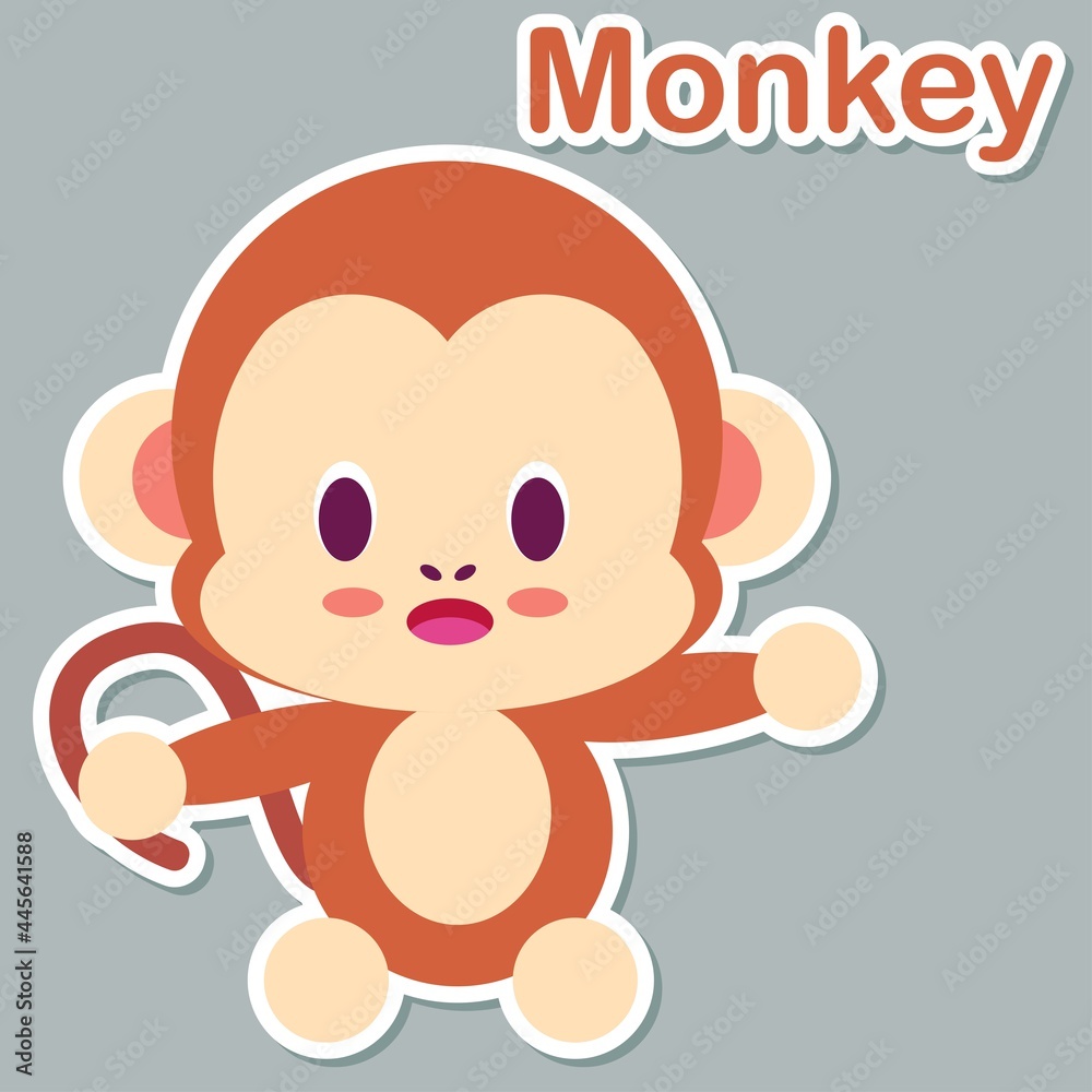 Naklejka Cute Monkey vector illustration ready to print for kids ...