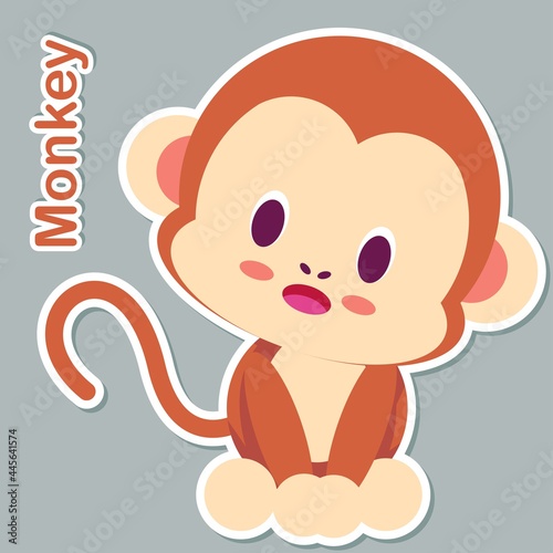 Naklejka Cute Monkey vector illustration ready to print for kids ...