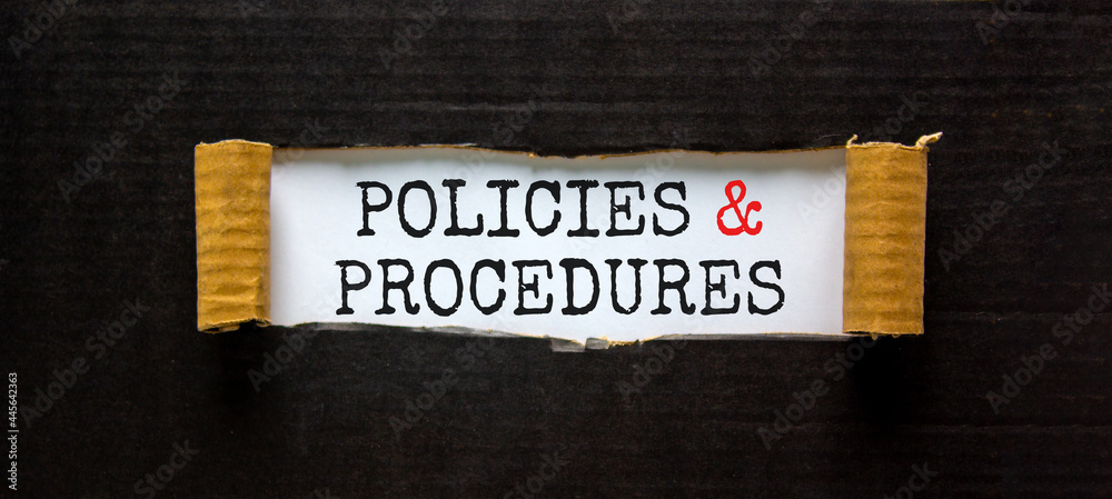 Policies and procedures symbol. Words 'Policies and procedures ...