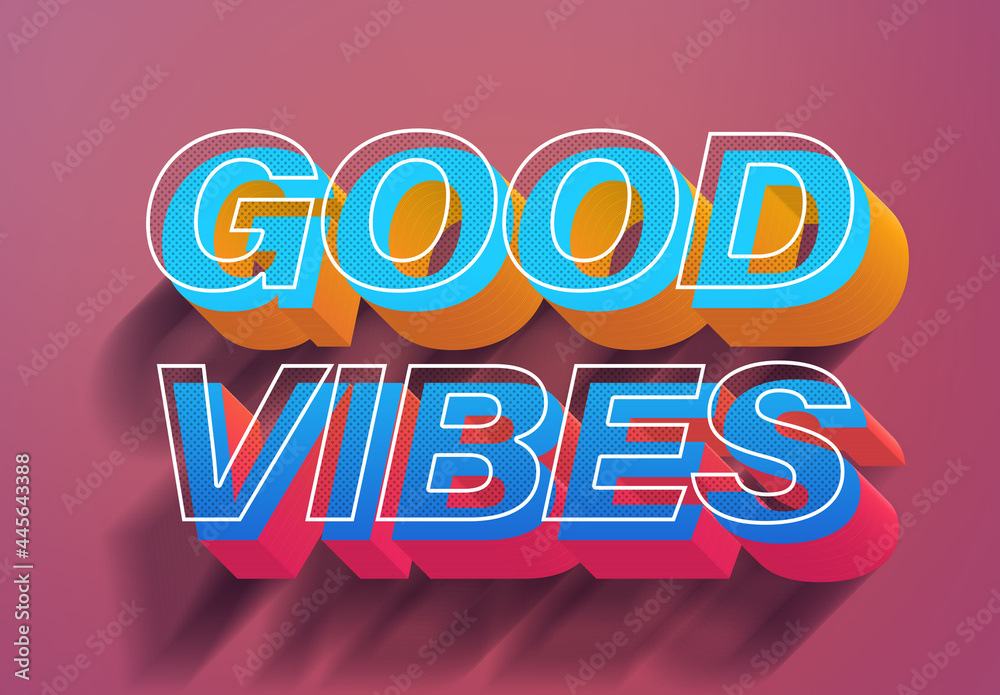 Colorful Vintage Eighties Vibes 3D Text Effect Style Mockup Stock ...