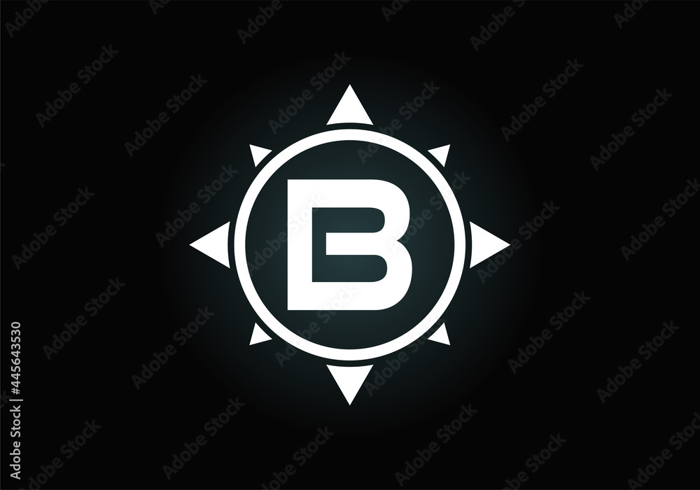 Initial B monogram letter alphabet in a compass. Font emblem. Compass ...