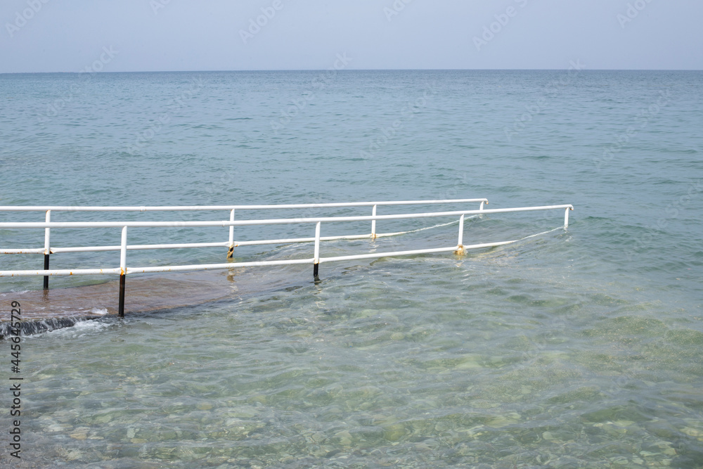 Nature. The horizon is the sky and the sea, a planned pontoon. Entrance ...