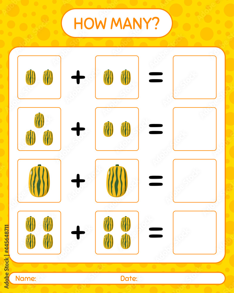 How many counting game with delicata squash. worksheet for preschool ...