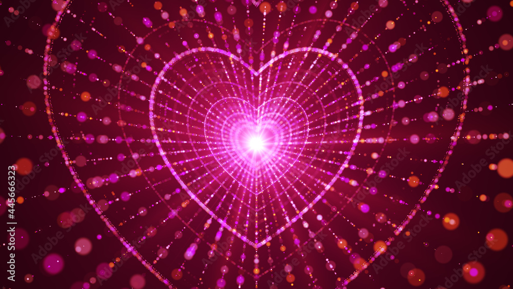 Abstract Sweet Red Shiny Infinite Heart Tunnel dotted Lines and Glitter ...
