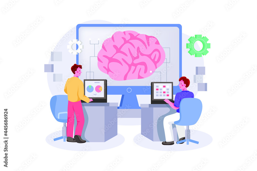 Artificial Intelligence Programming. Group of people sitting at ...