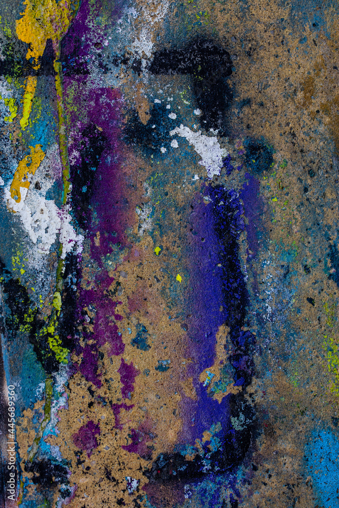 abstract colored texture. Old scratches, stain, paint splats, spots on ...