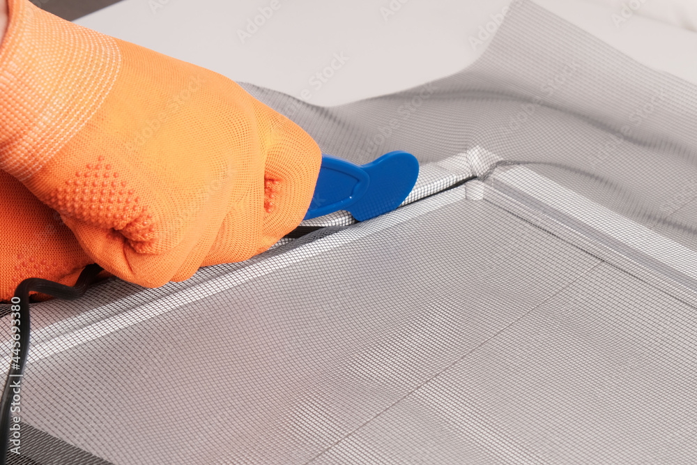 Assembling mosquito net for window, installing seal in an aluminum ...