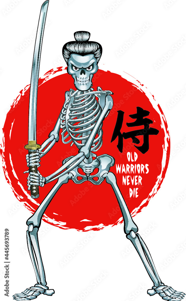 samurai skeleton holding samurai sword Stock Vector | Adobe Stock
