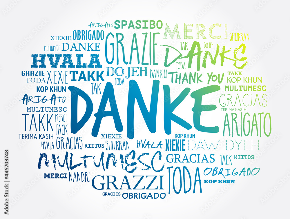 Danke (Thank You in German) Word Cloud background, all languages ...