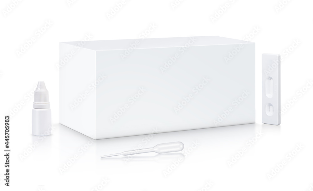 Covid-19 Rapid Antigen Test kit Box and Equipment mock up isolate is on ...