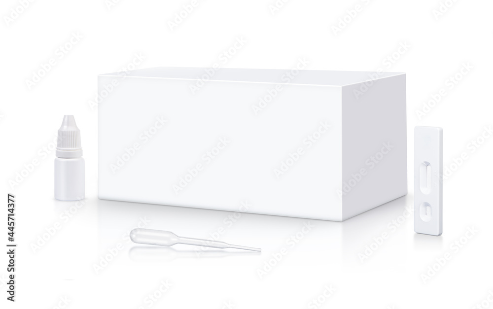 Covid-19 Rapid Antigen Test kit Box and Equipment mock up isolate is on ...