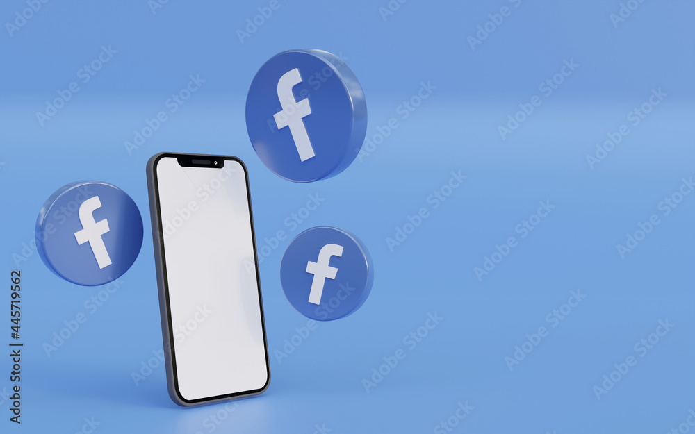 Facebook logo with smartphone background design clean and simple 3d ...