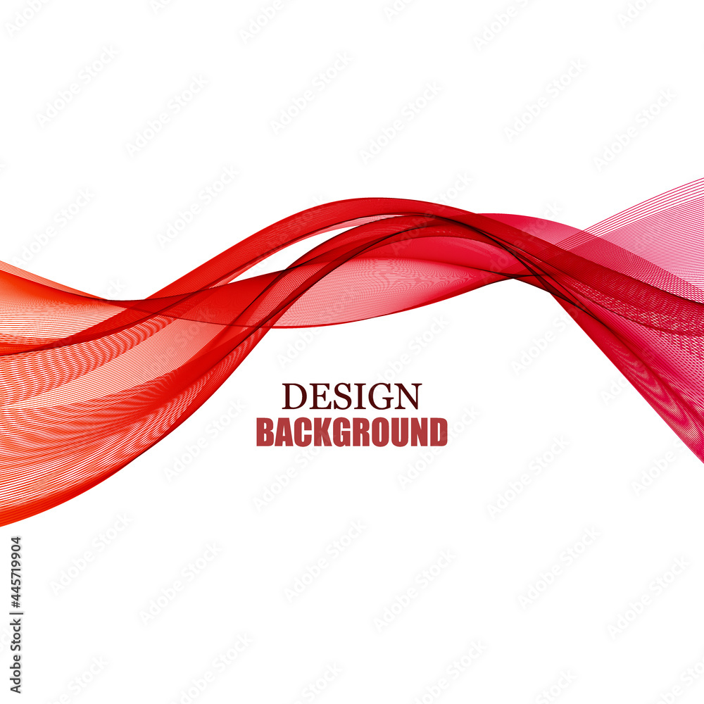 Abstract red lines transparent wave vector background. Red smoke wave ...