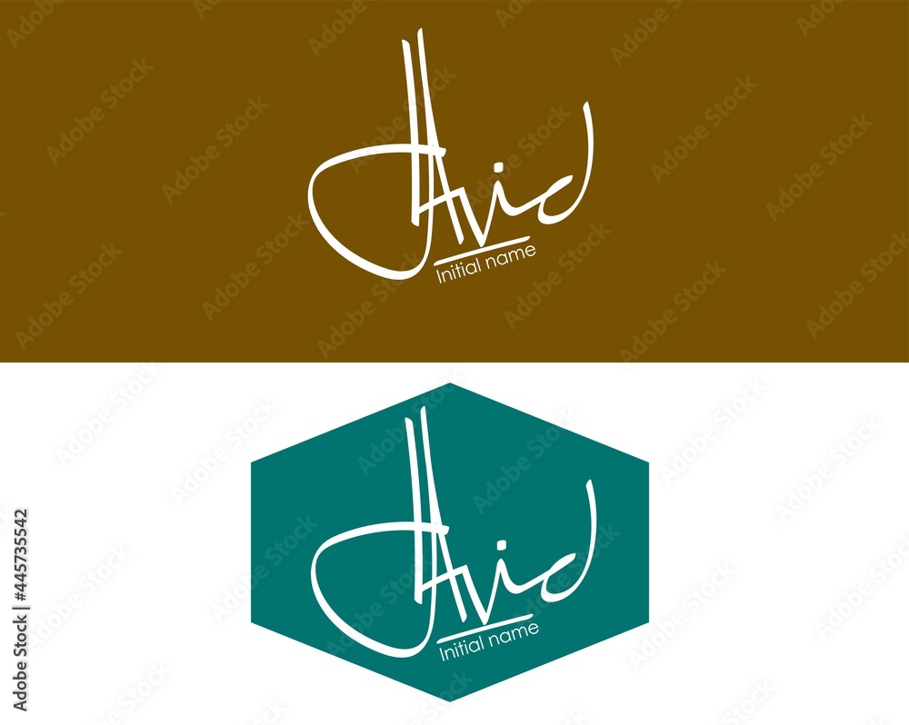 Initial handwritten David Name initial design, DV handwritten logo for ...