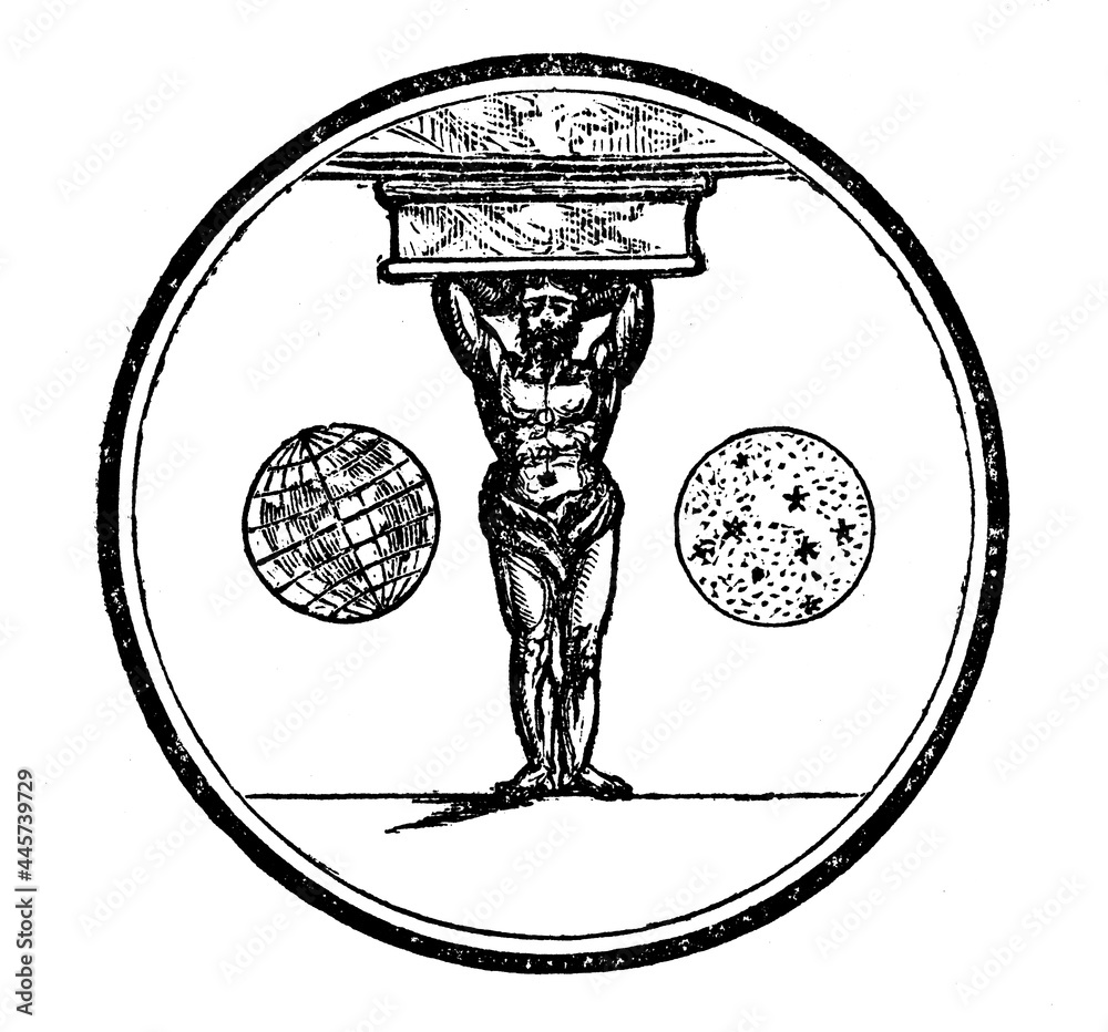 Atlas god symbol greek mythology Illustration Victorian era ...