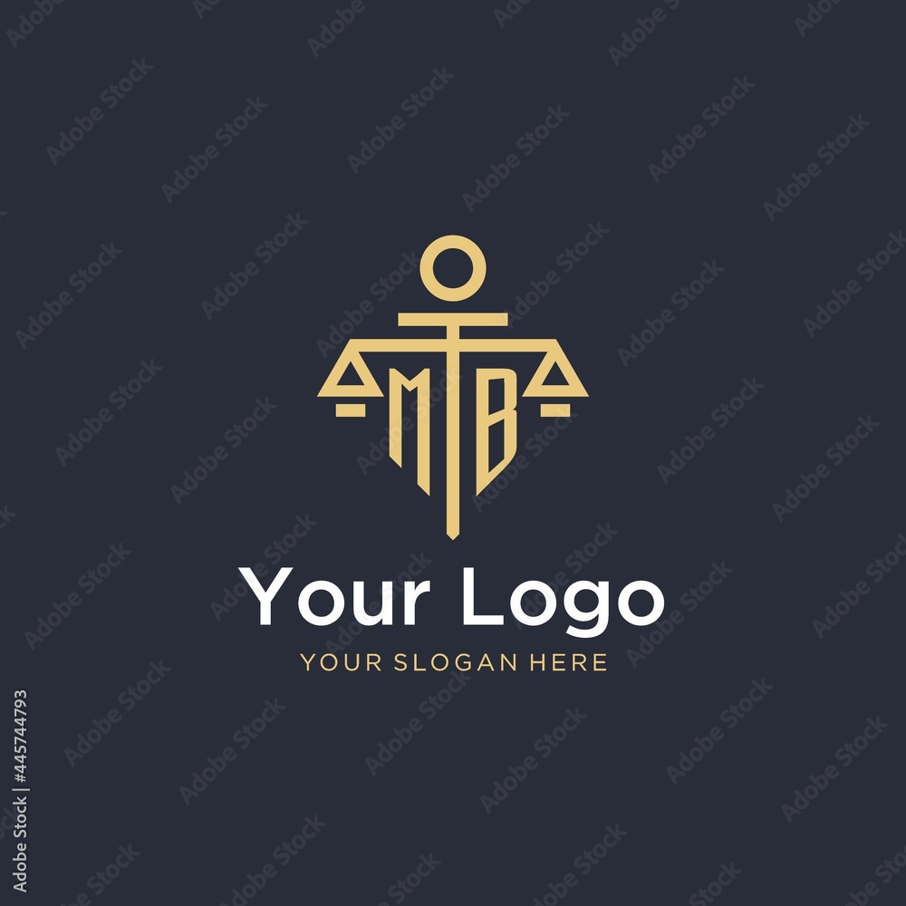 MB initial monogram logo with scale and pillar style design Stock ...