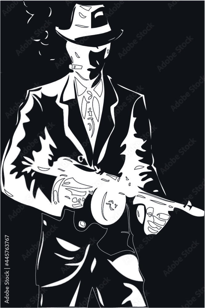 vector drawing of the mafia Stock Vector | Adobe Stock