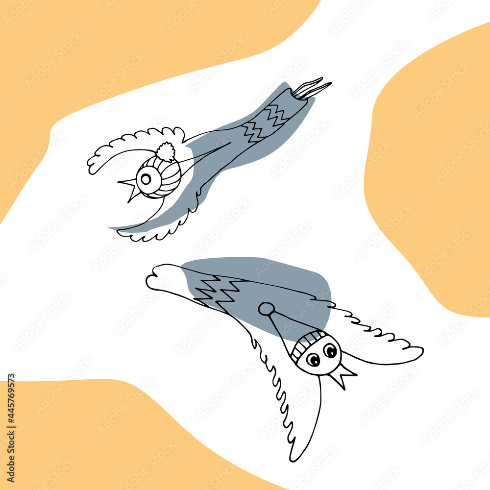 Modern drawing of a bird of a crow with spots on the background. Ready ...