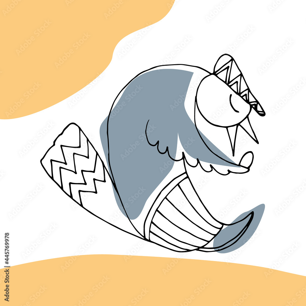 Modern drawing of a bird of a crow with spots on the background. Ready ...