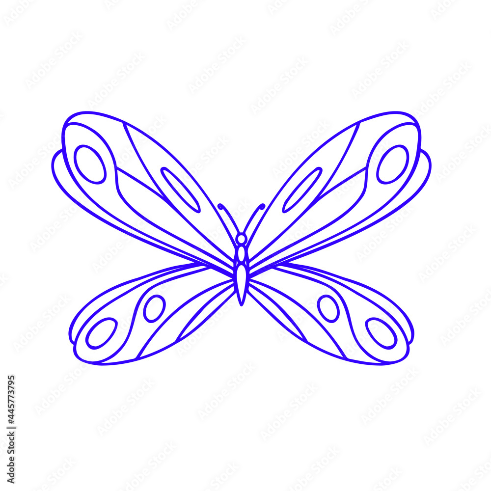 Butterfly contour vector drawing. Insect butterfly coloring book. Stock ...