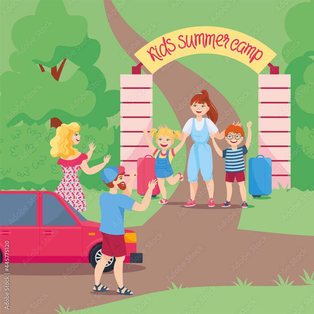 The parents brought their children to the children's summer camp and ...