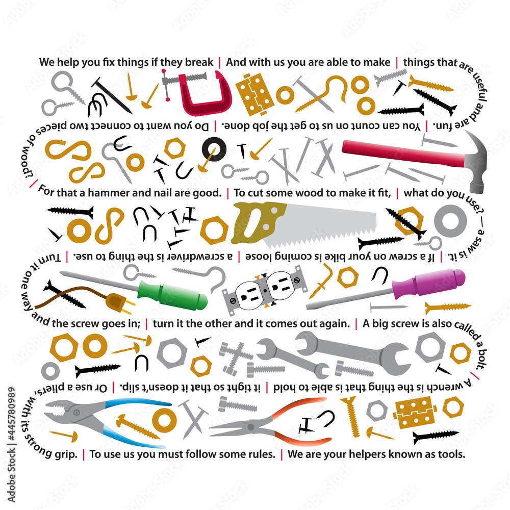 Tools poem for kids Stock Vector | Adobe Stock