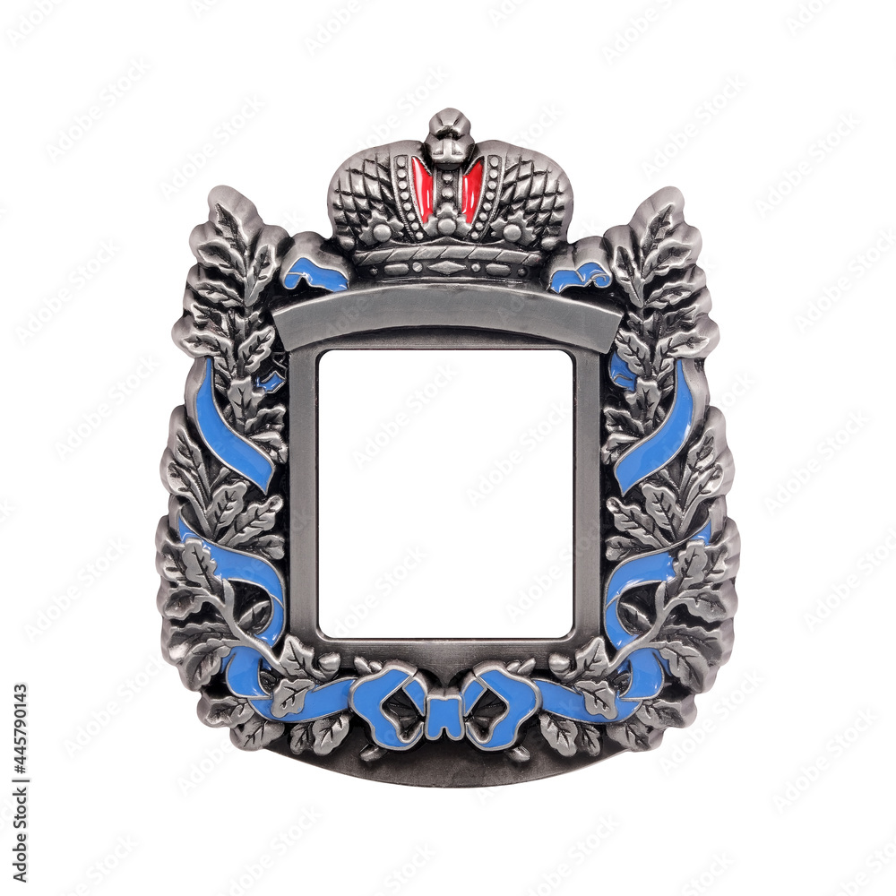 Silver frame with a crown for paintings, mirrors or photo isolated on ...