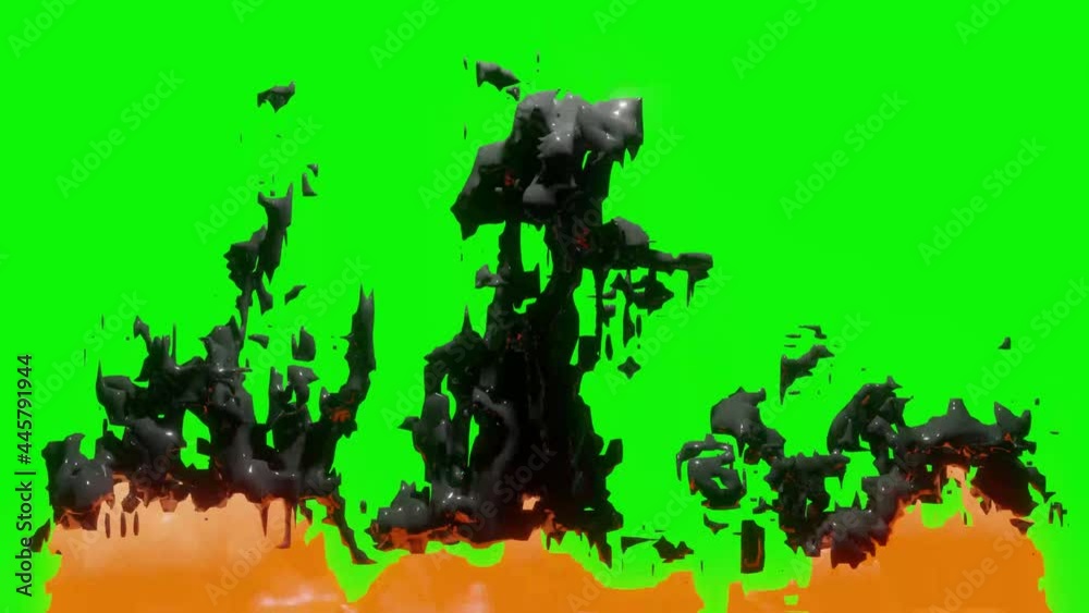 cartoon fire and smoke animation on green screen, cartoon FX elements ...